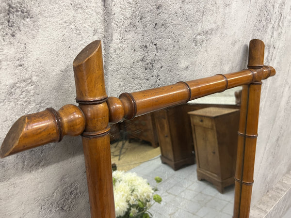 127cm High Mid Century Bamboo Framed Mirror – Vintage French