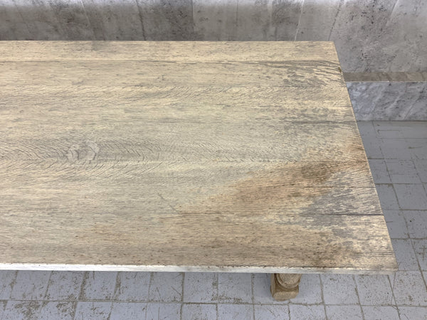 220cm Solid Oak Farmhouse Refectory Dining Table – Vintage French