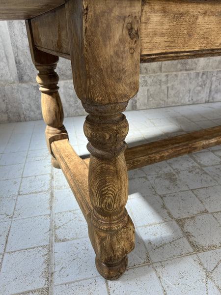 220cm Solid Oak French Farmhouse Refectory Dining Table – Vintage French