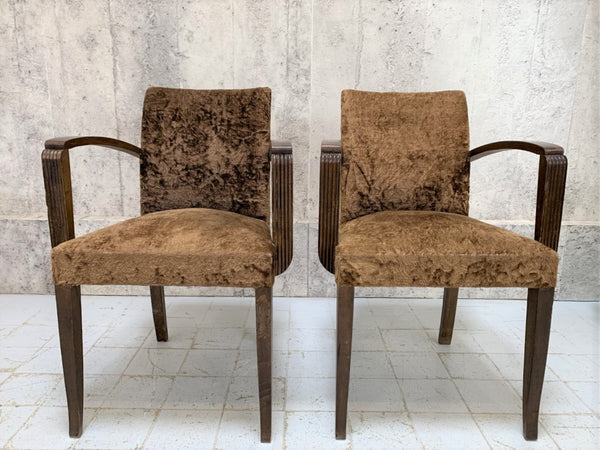 Pair of 1930's Velvet Bridge Chairs – Vintage French